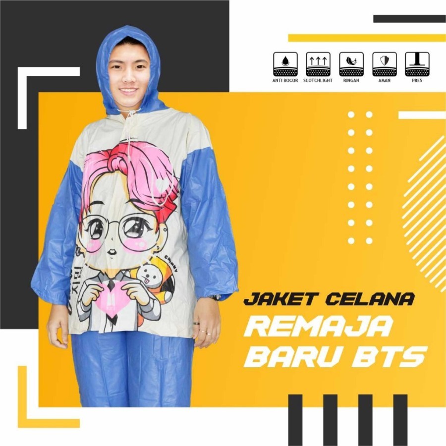 Raincoat Jacket Pants Teenagers Character BT21/BTS BRAND INDOPLAST ...