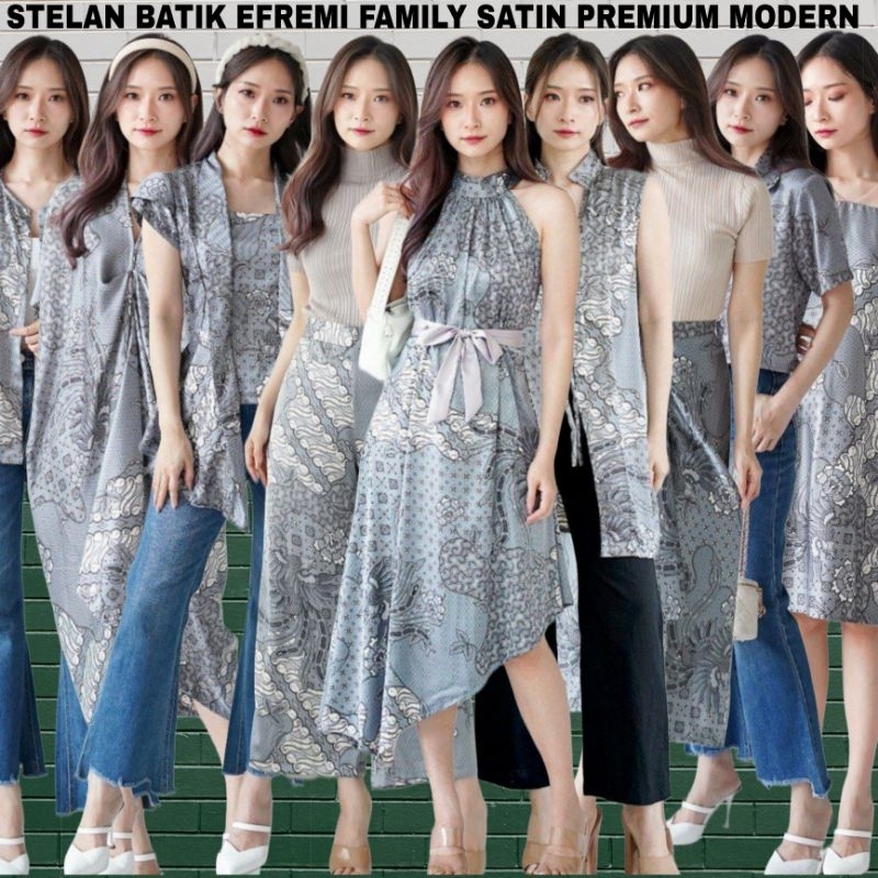 Batik SERIES SET YSY GRAY BATIK FAMILY UNIFORM FAMILY WORK PARTY OFFICE MODERN INDONESIAN BATIK ...