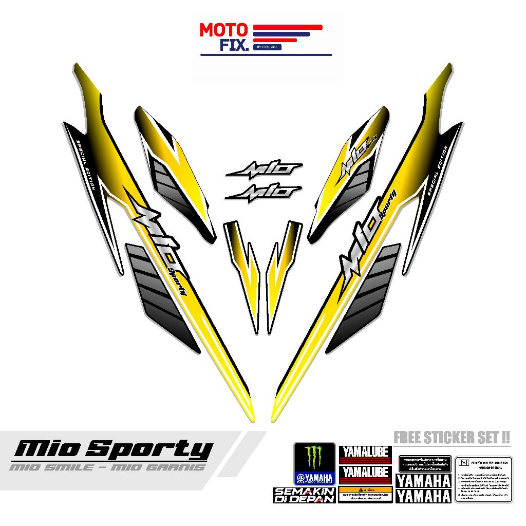 Yamaha Mio Sporty or Smile Motorcycle Body Decal Striping Sticker MT93 ...