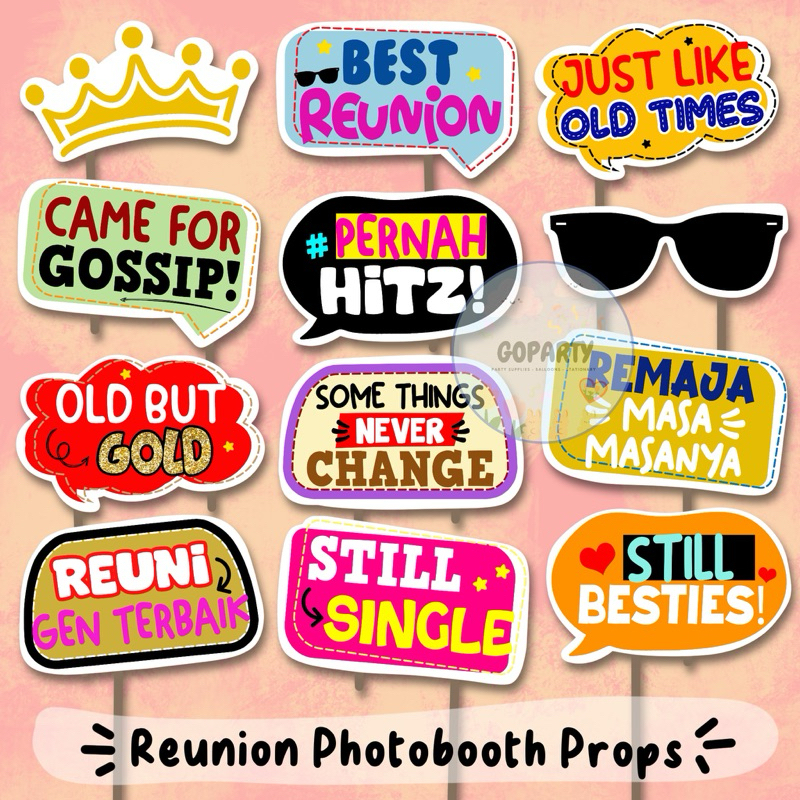 REUNION PHOTOBOOTH PROPS REUNI PHOTO STICKS DECORATIONS | Shopee Malaysia