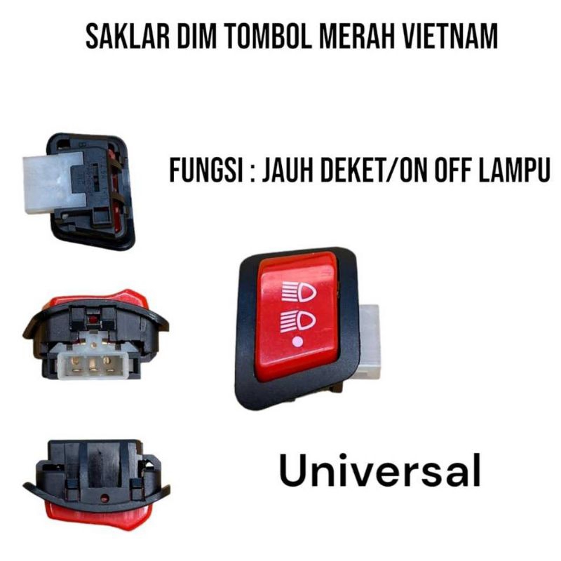 TOMBOL MERAH Vietnam Red Button Dim Switch on off switch far near light ...
