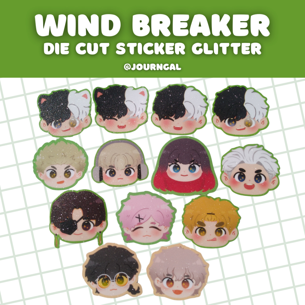 Wind breaker bofurin glitter sticker: sakura, suo, nirei, kaji ...