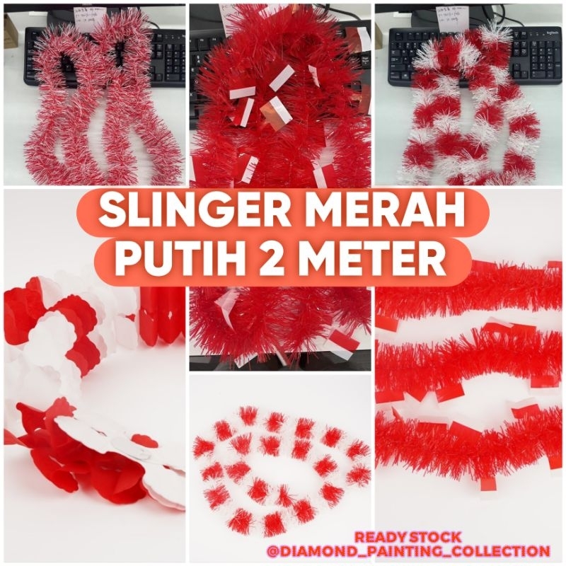 MERAH PUTIH Slinger Tinsel Red and White Flag Decorating Indonesian ...