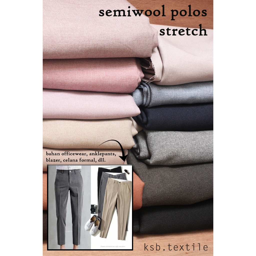 Plain Stretch Semiwool Fabric / Formal Trouser Material Anklepants ...