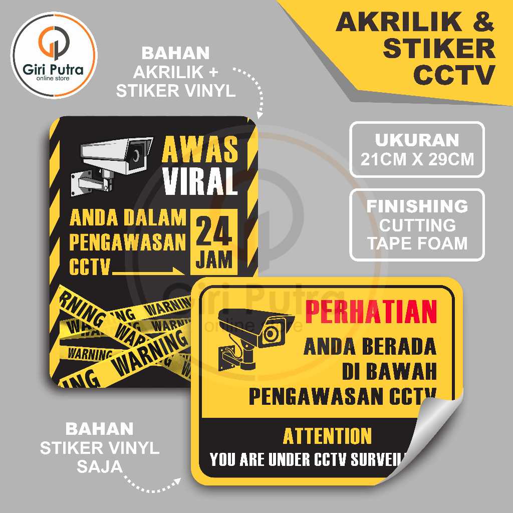 ACRYLIC & CCTV STICKERS 24 HOURS / CCTV 24 HOURS | Shopee Malaysia