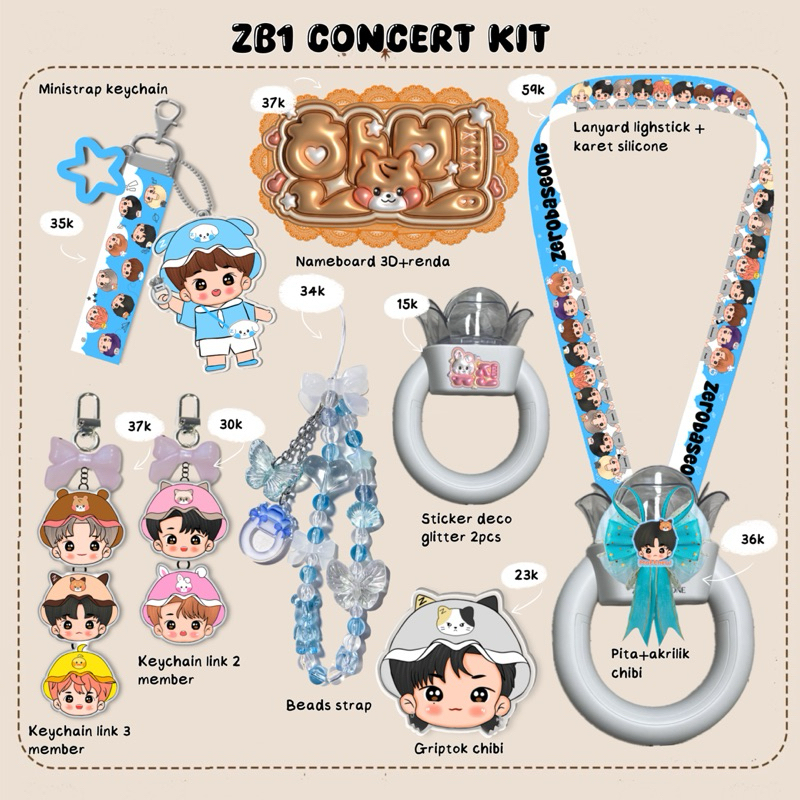 Zb1 concert kit, lightstick + acrylic ribbon, zb1 nameboard, zb1 ...