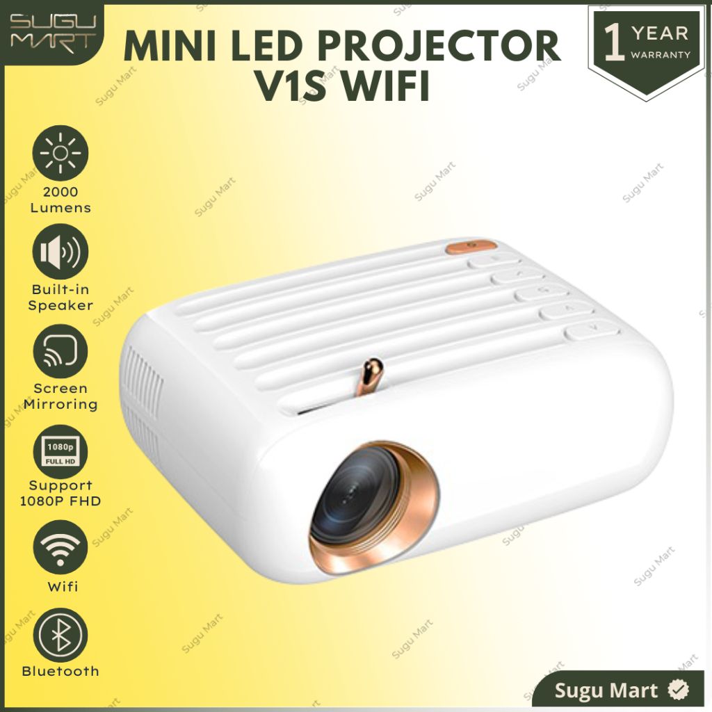 Wifi Projector | Mini Led Projector V1S Wifi 2000 Lumens | Wifi Mini ...
