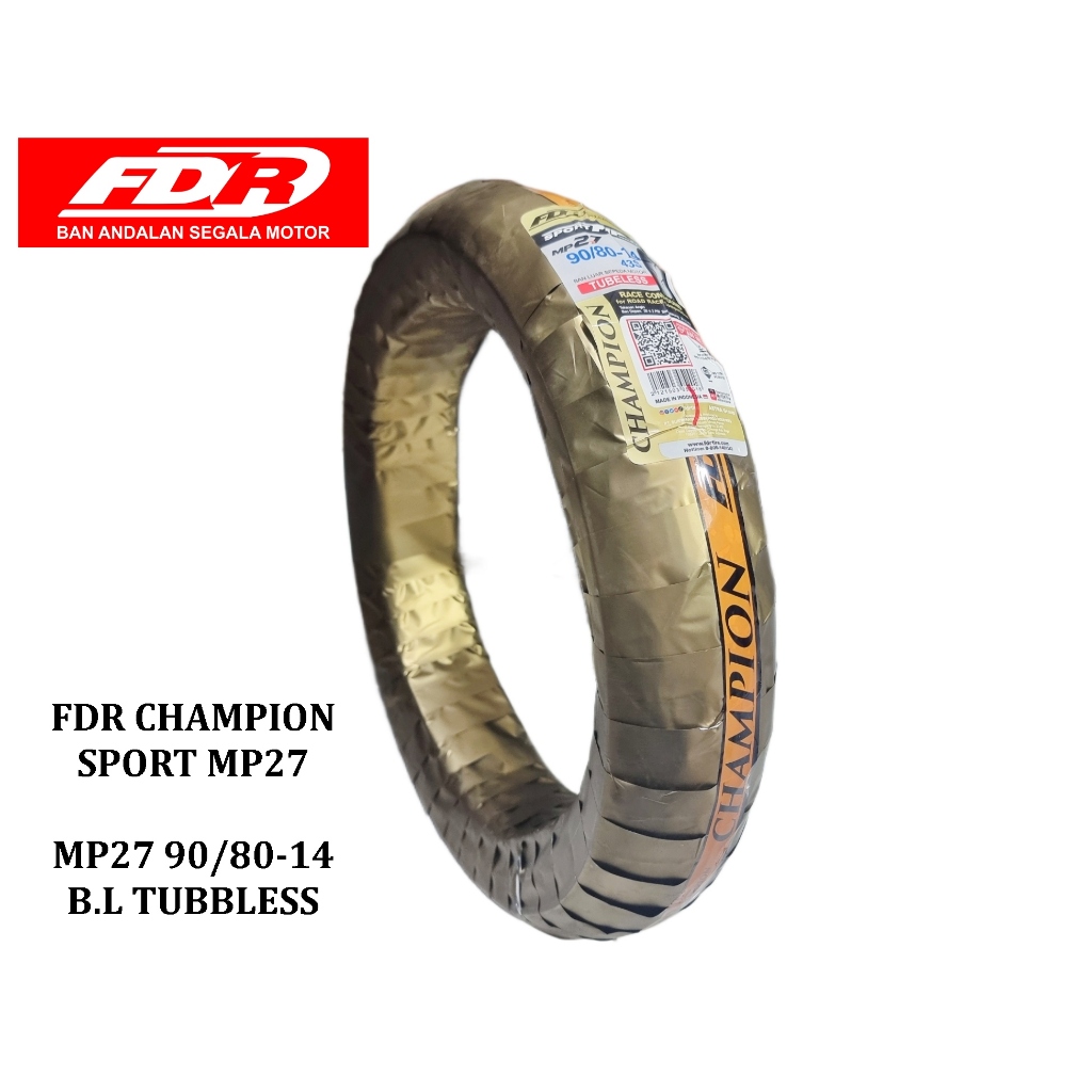 Motorcycle Outer Tire FDR Sport MP27 90/80-14 Tubeless | Shopee Malaysia