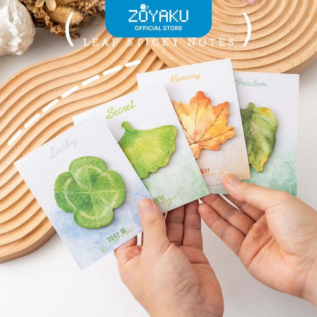 (30 Sheets) Sticky Notes Leaf Aesthetic Post-it Leaf Motif Memo School ...