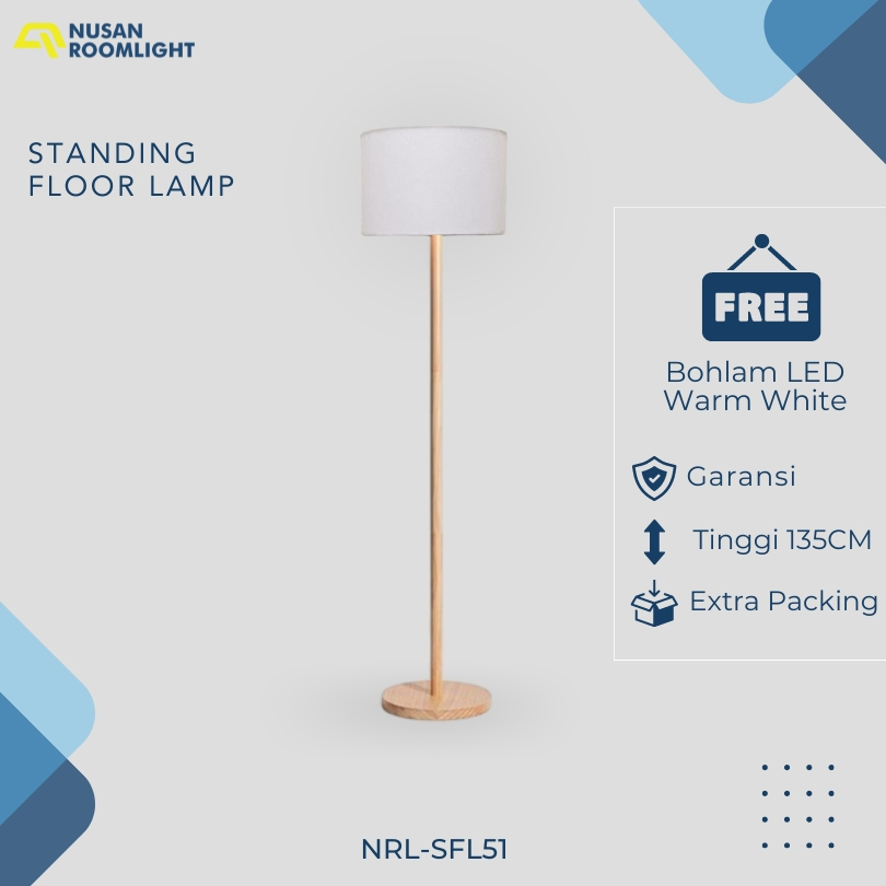 KAYU Nrl Floor Lamp Standing Floor Lamp SFL51 Solid Wood Pole ...
