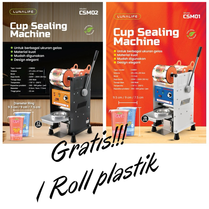 MESIN Free 1 roll Plastic Cup Press Machine | Cup Sealer | Lunalife CSM ...