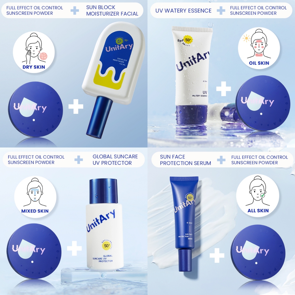 [SUNSCREEN And POWDER Set] UNITARY All Skins SUNSCREEN SPF 50+/PA ...