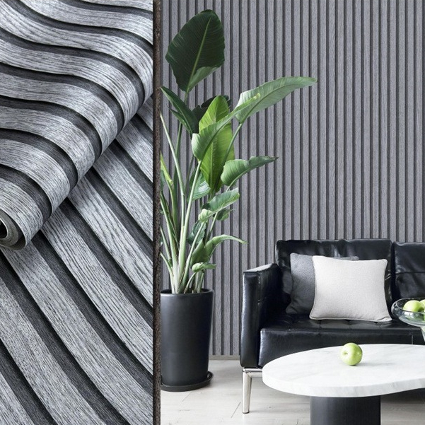 KAYU Luxury STICKER WALLPAPER / ELEGANT LIGHT GRAY PANEL WOOD MOTIF ...