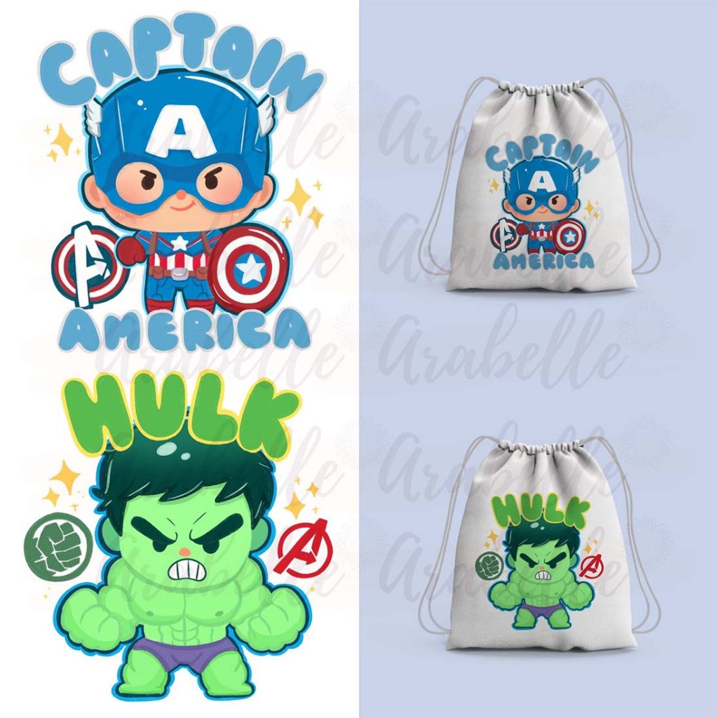 Drawstring Bags or String Bags with Cute Characters for Avengers ...