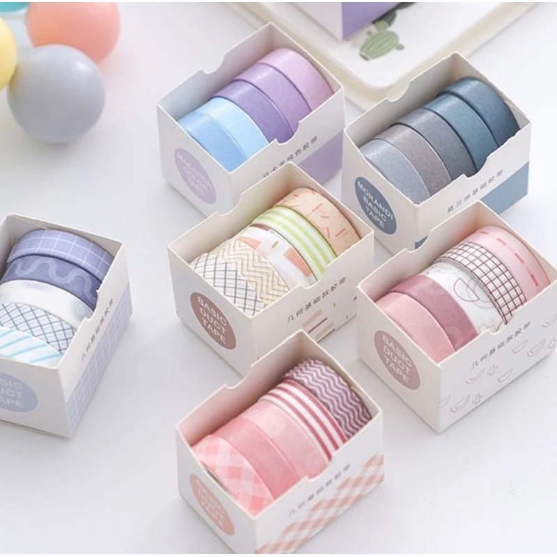 Roll Masking Tape Set 5 Pcs / Essential Collection Basic Pattern ...