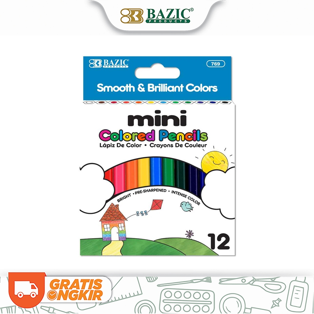 Bazic 12 Mini Color Pencil - Small Colored Pencil | Shopee Malaysia
