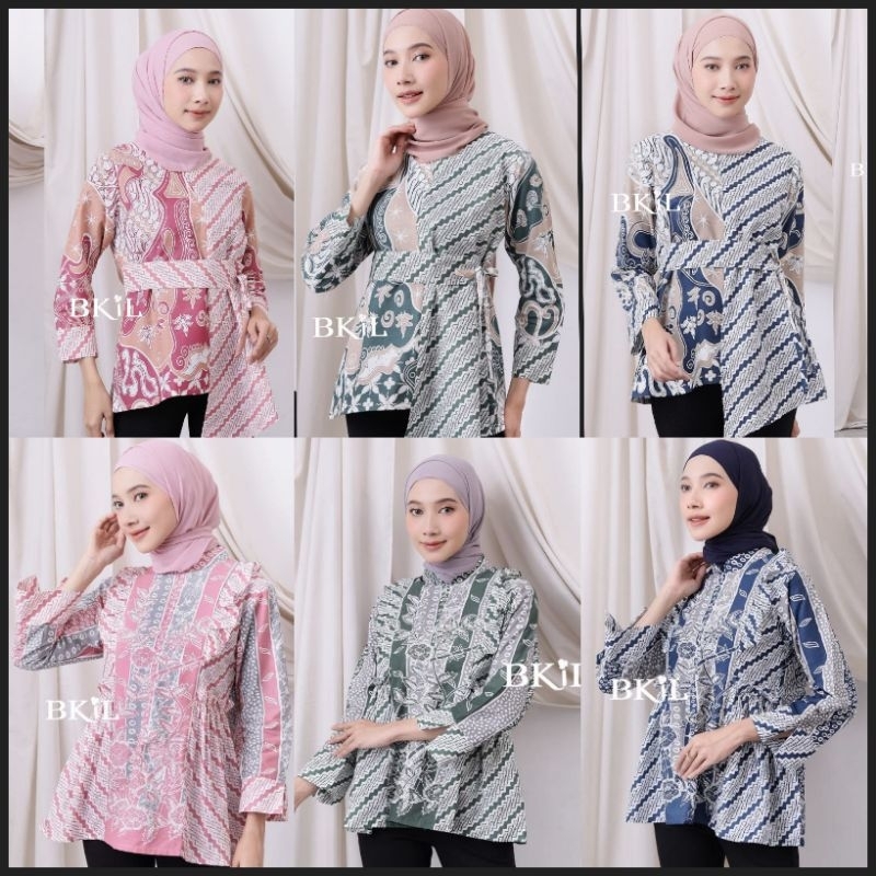 Women's Batik Blouse Tops soft color M L XL XXL Office Lady Batik ...