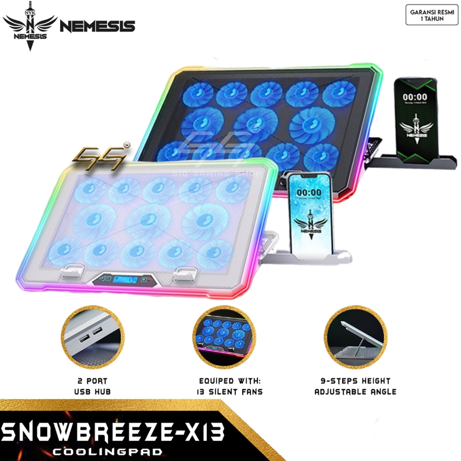 Nyk Nemesis SNOWBREEZE X13 X-13 X 13 Coolingpad Laptop Fan Cooler Pad ...