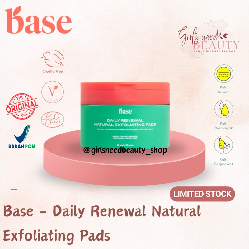 Base Daily Renewal Natural Exfoliating Pads Removes Dirt & Dead Skin ...