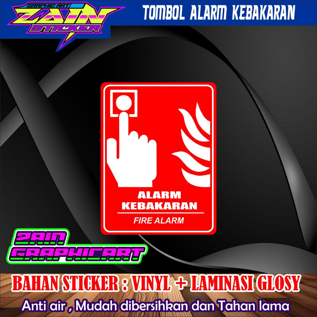 TOMBOL Waterproof vinyl stickers / waterproof FIRE ALARM BUTTON with ...