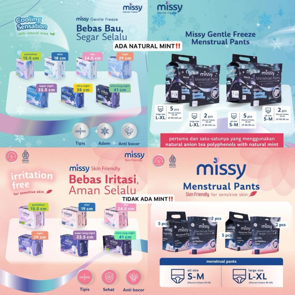 Missy Sanitary Pads/MISSY PANTILINER/MISSY MINI/MISSY DAY/MISSY NIGHT/ MISSY SUPER NIGHT/MISSY ...