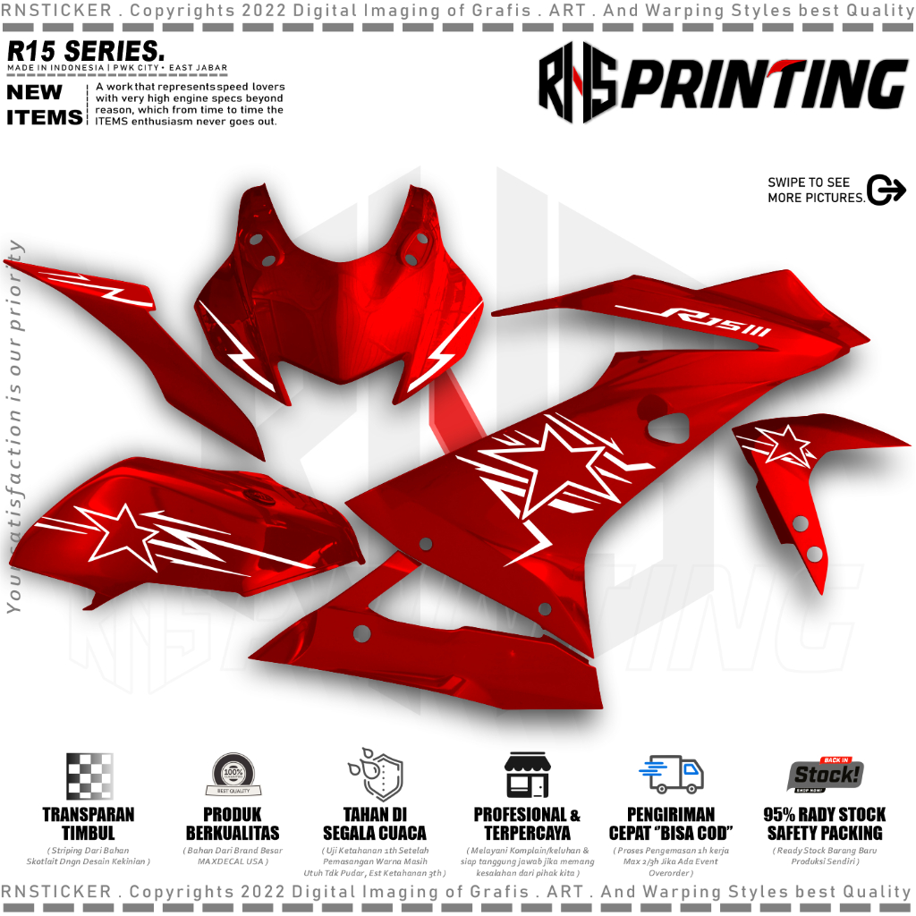 V1 Cutting Striping Star R15 V3 V2 Sticker Striping Variation R15 New ...