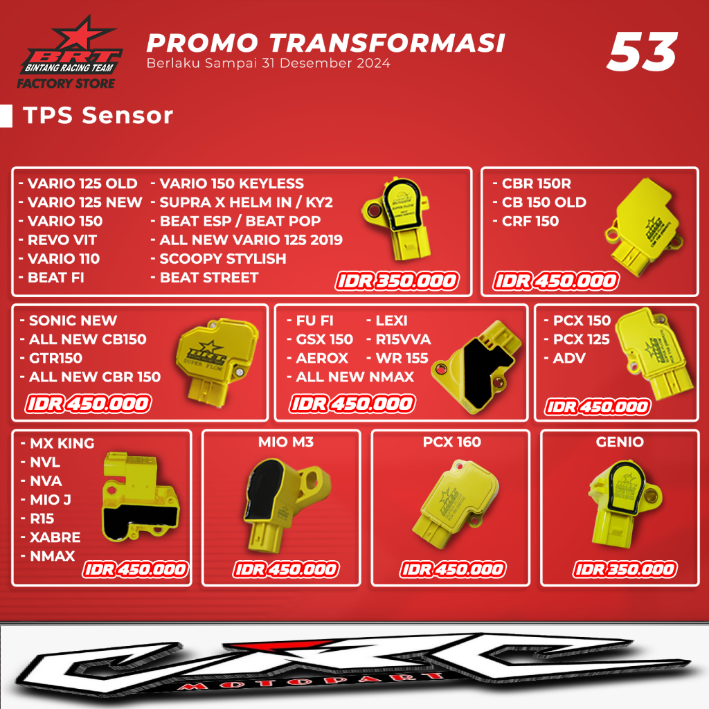 Tps SENSOR BRT HONDA SONIC NEW ALL NEW CBR 150 GTR ALL NEW CB 150 ...