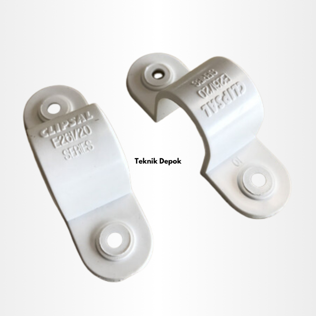 PUTIH Clipsal PVC Clamp 20 mm White Electric Paralon Pipe Clamp Saddle ...