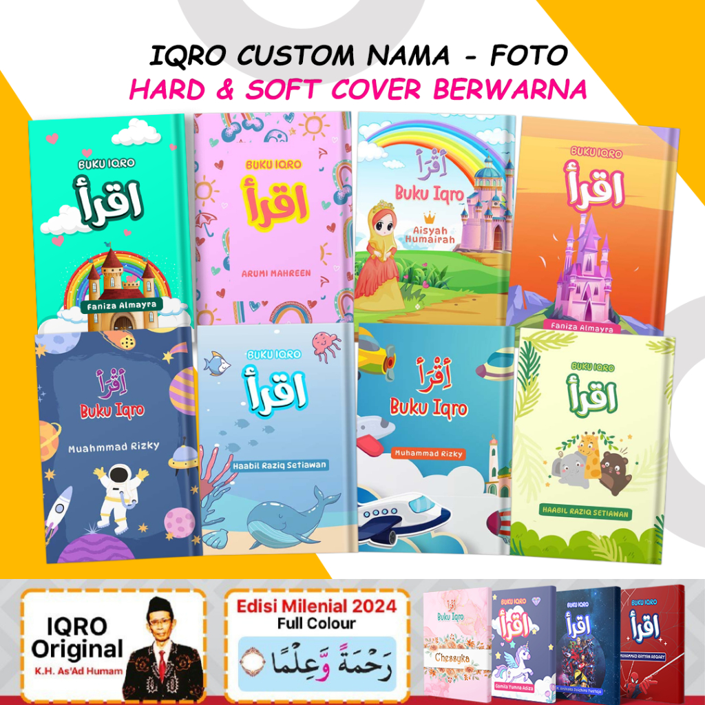 Iqro Custom Write Name Iqro Cover Design Custom Color Hard Cover and ...