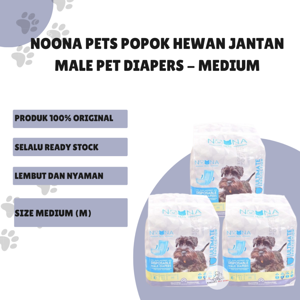 Noona Pets Animal Diapers Size M Male Dog Diapers Underpad Diapers ...