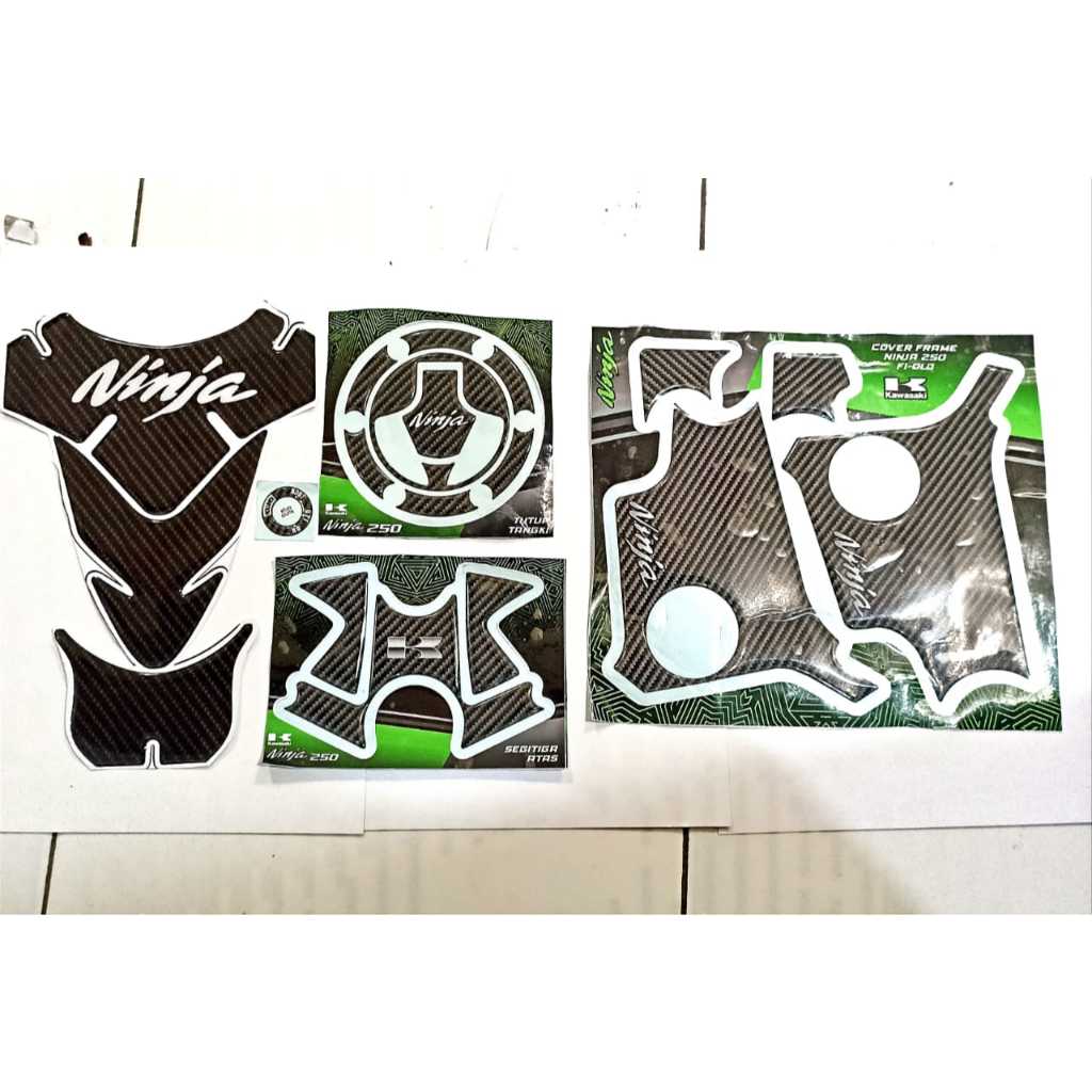Sticker Embossed frame ninja 250 fi Old And Carburetor emblem Tank ...