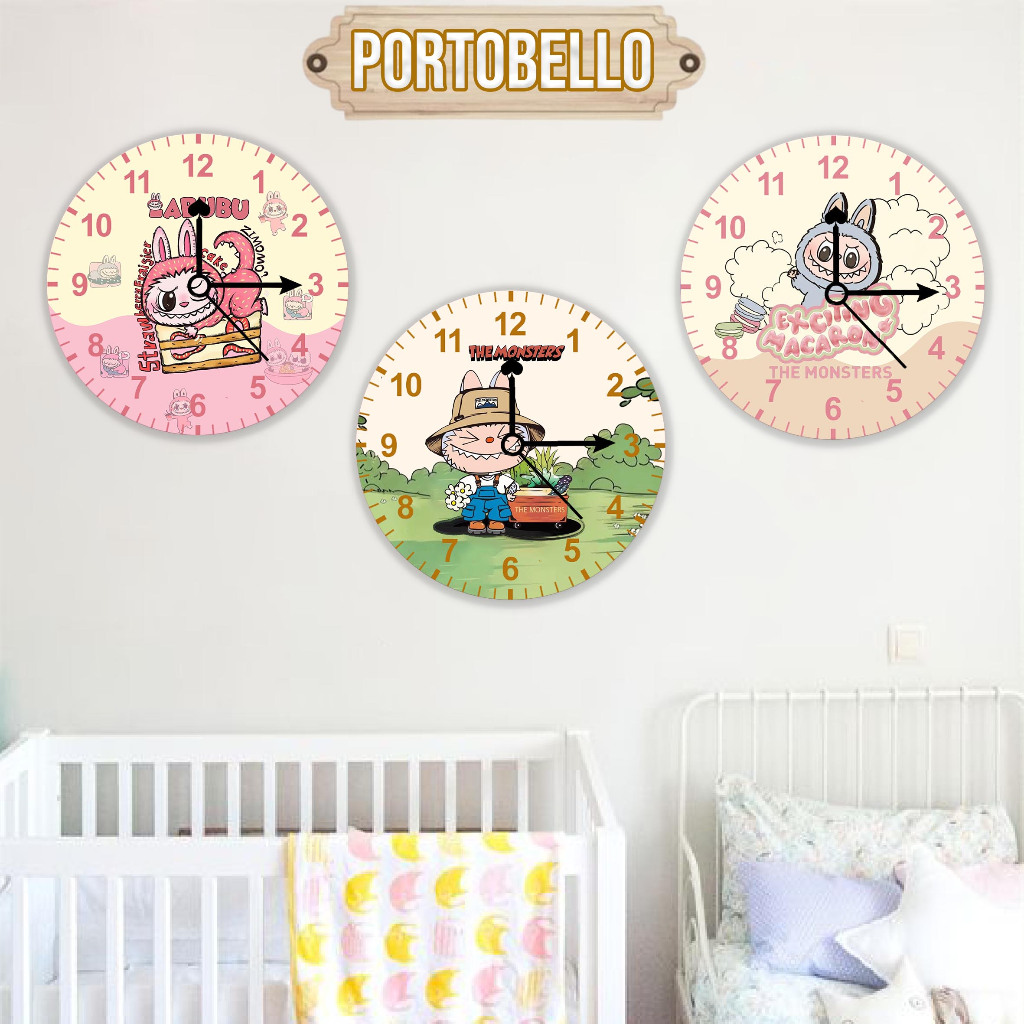 MESIN KAYU [Wall Clock] Labubu Wood Wall Display Decoration Clock ...