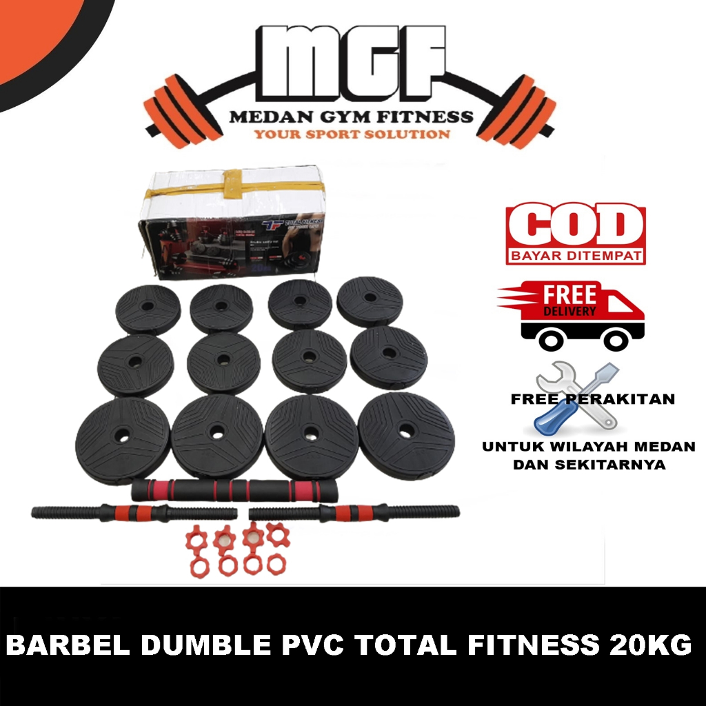 Barbel DUMBLE SET PVC TOTAL FITNESS 20 KG | Shopee Malaysia