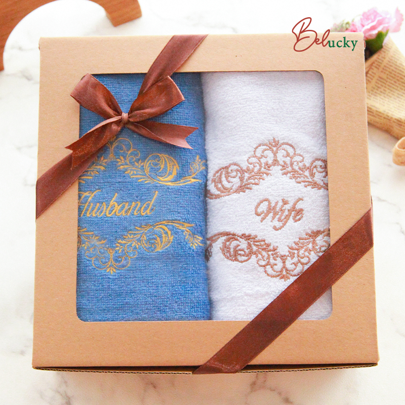Towel Couple Hampers Ready Embroidery Couple Gift Set Box Wedding Gift ...