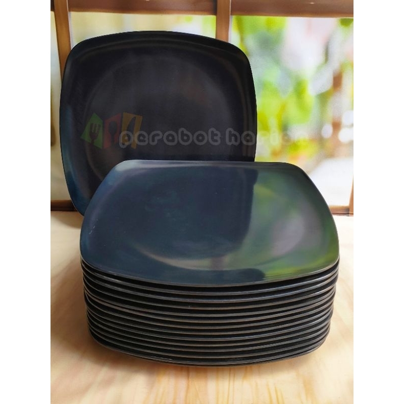 HITAM 12pcs Or 1 Dozen Plain Black melamine food grade SNI Dinner ...