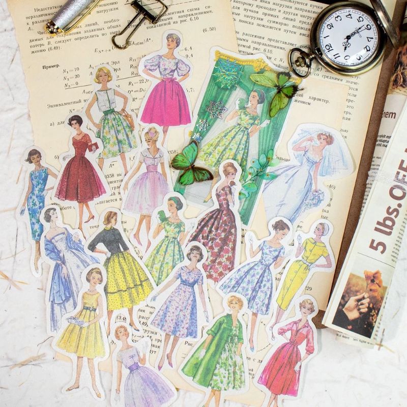 Vintage Retro Justice Series Motif Girl Sticker for Scrapbook DIY ...