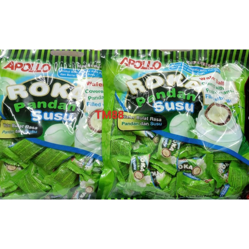 Apollo ROKA PANDAN MILK/APOLLO WAFER BALL COVERED WITH PANDAN CREAM ...
