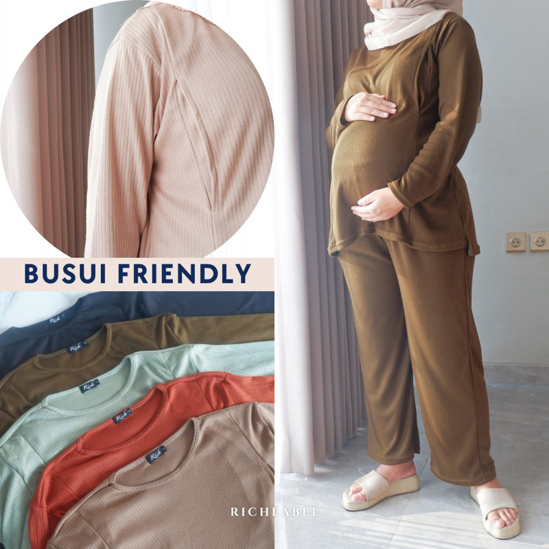 Drop Needle Knit Left Right Side Opening Breastfeeding Suit - BUSUI ...