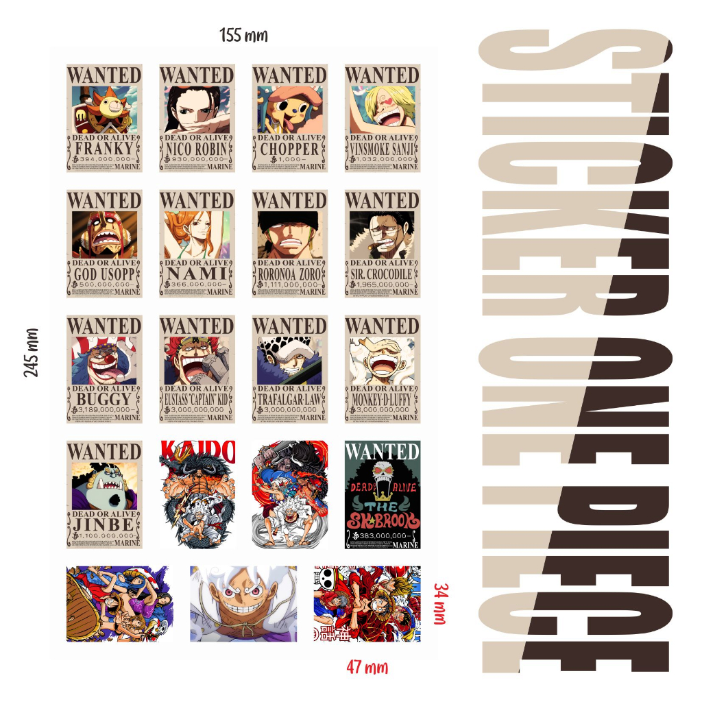 Sticker Wanted One Piece Luffy Pirate | Shopee Malaysia