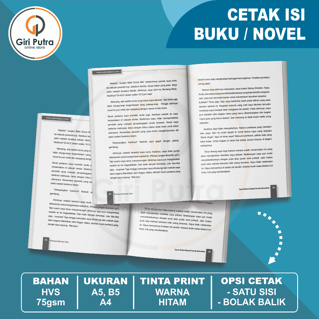 PUTIH HITAM Book Printing / Black and White Printing Services ...