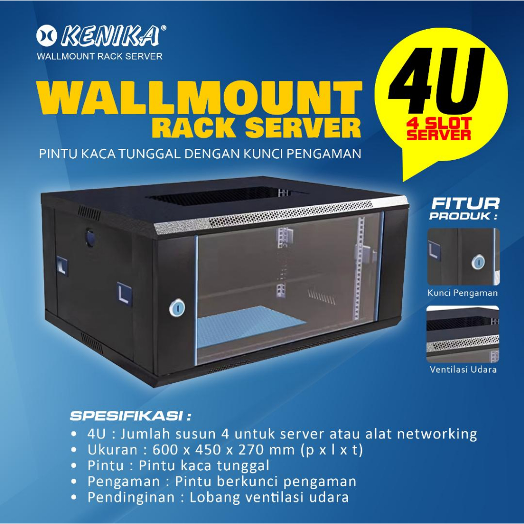 Kenika Brand Server Rack Rack 4U Wallmount 4 Slot Server 60 x 45 x 27 ...