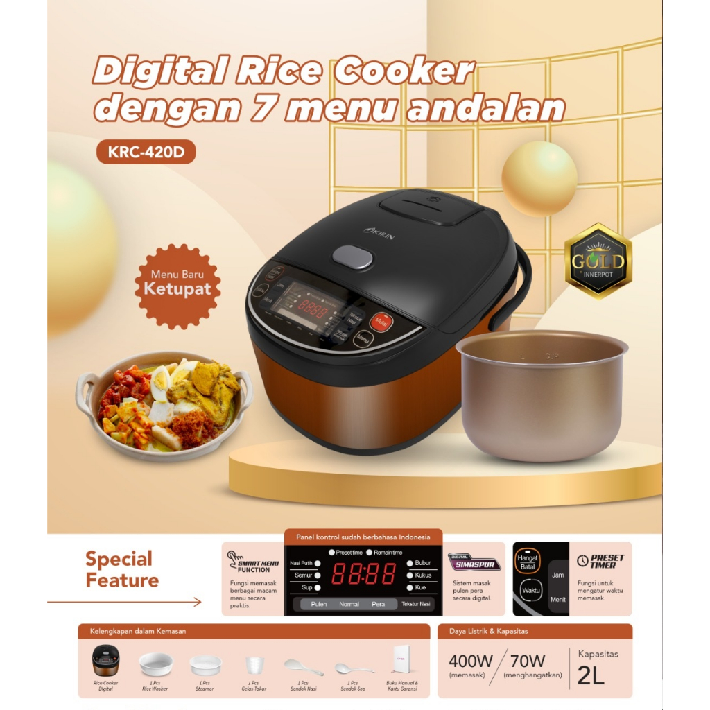 Kirin KRC-420D Digital Series 2 Liter Rice Cooker/Rice Cooker | Shopee Malaysia