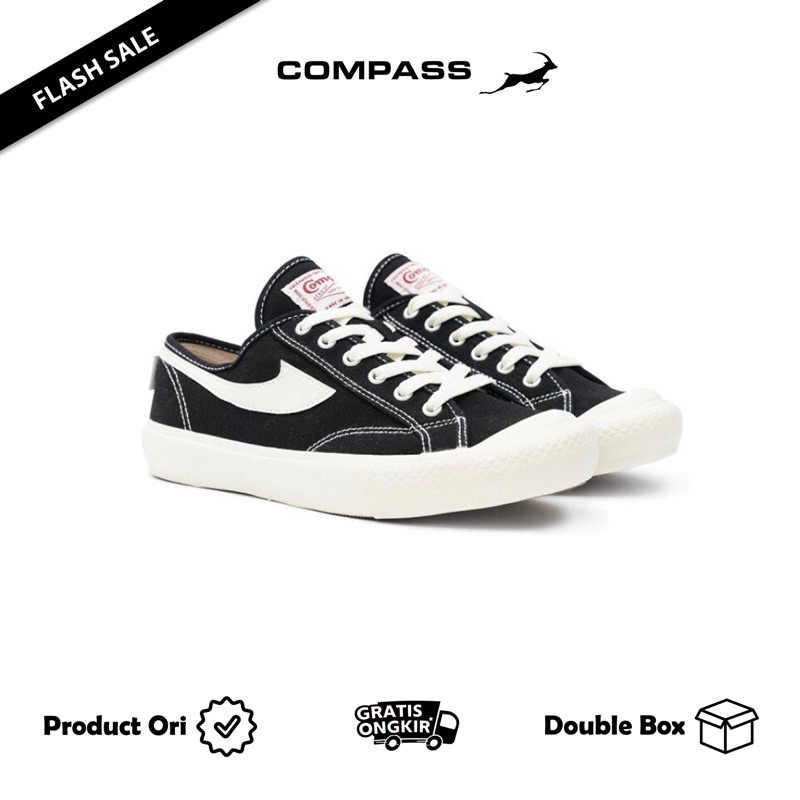 [ORIGINAL New] COMPASS GAZELLE LOW BLACK & WHITE Shoes | Shopee Malaysia