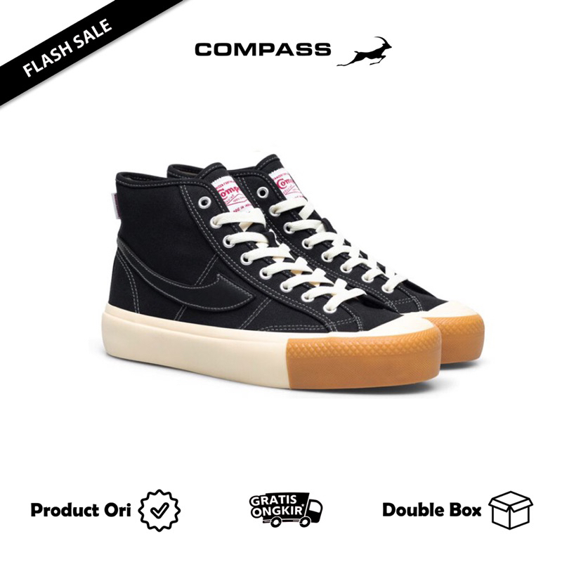 [ORIGINAL New] GAZELLE HI BLACK GUM COMPASS SHOES | Shopee Malaysia