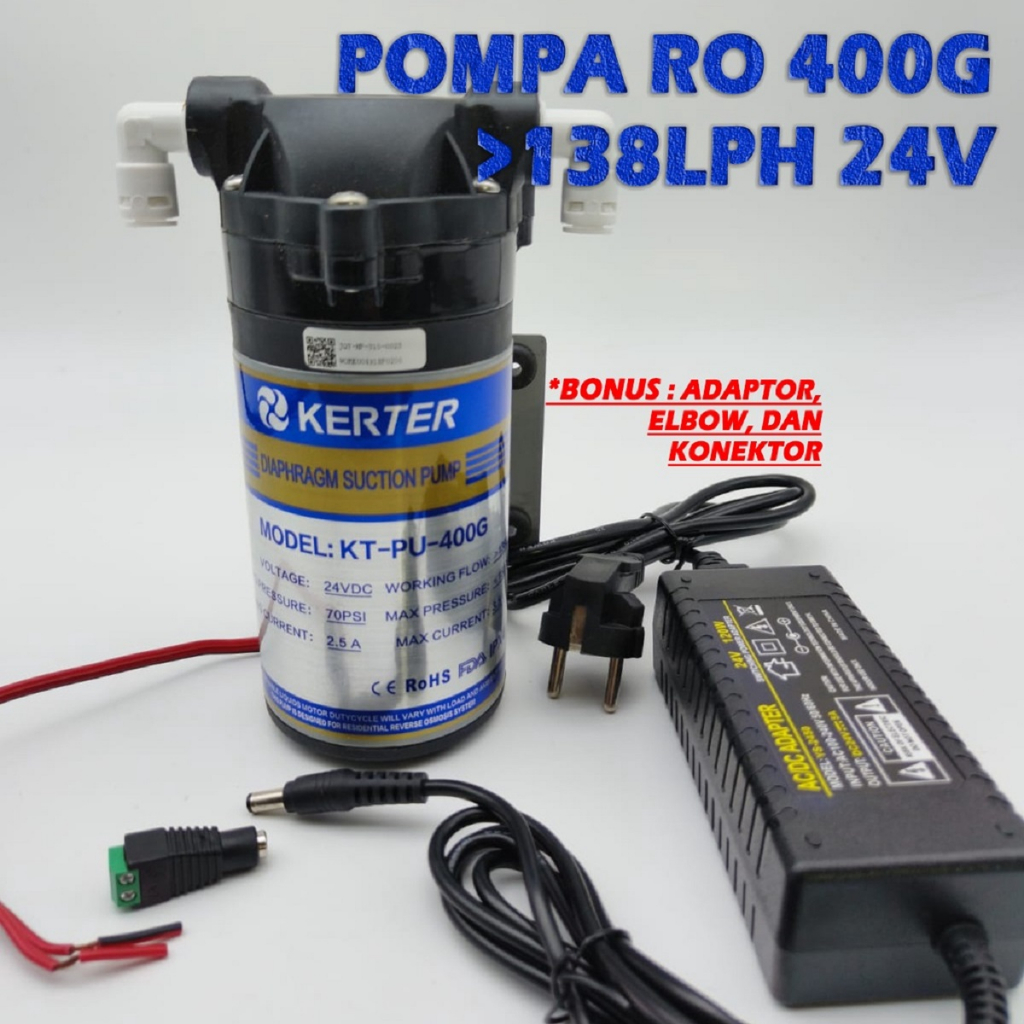 Booster Pump RO 400G Reverse Osmosis Pump 24V 400G+adapter | Shopee ...
