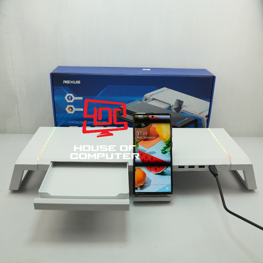 PUTIH Monitor REXUS FP03 TENT TABLE STAND WITH 4 PORT USB 3.0 RGB ...