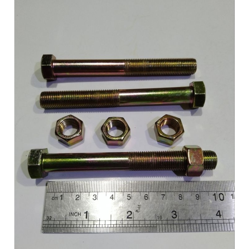 Bmk HEX M12 x 100 mm yellow bolt + nut (1 key) | Shopee Malaysia