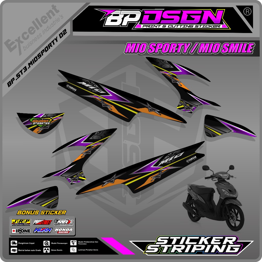 Mio SPORTY/MIO SMILE STRIPING STICKER - YAMAHA MIO SPORTY Motorcycle ...