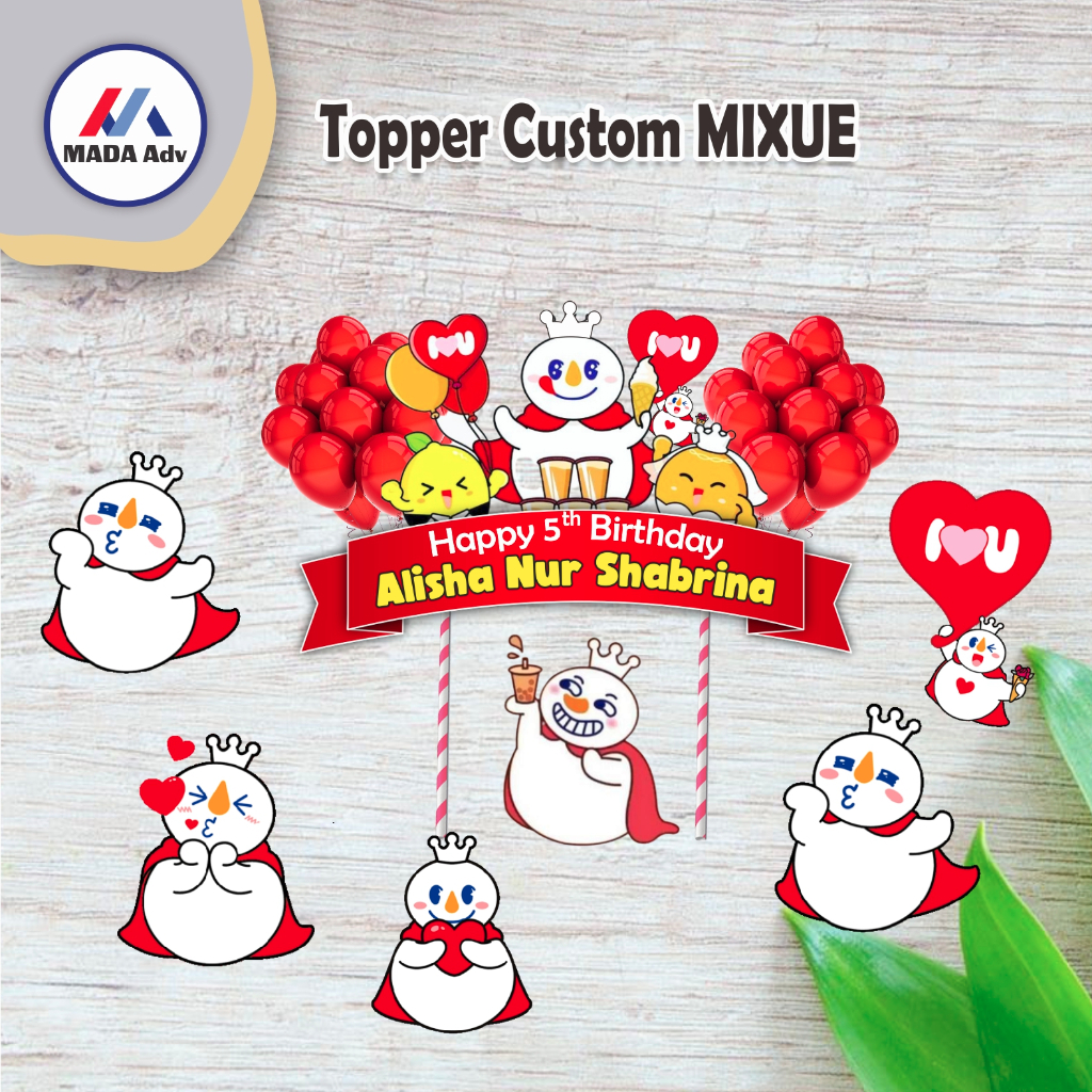 Mixue Cake Cake Topper/ Cake Topper Cake Topper Name & Photo Cake ...