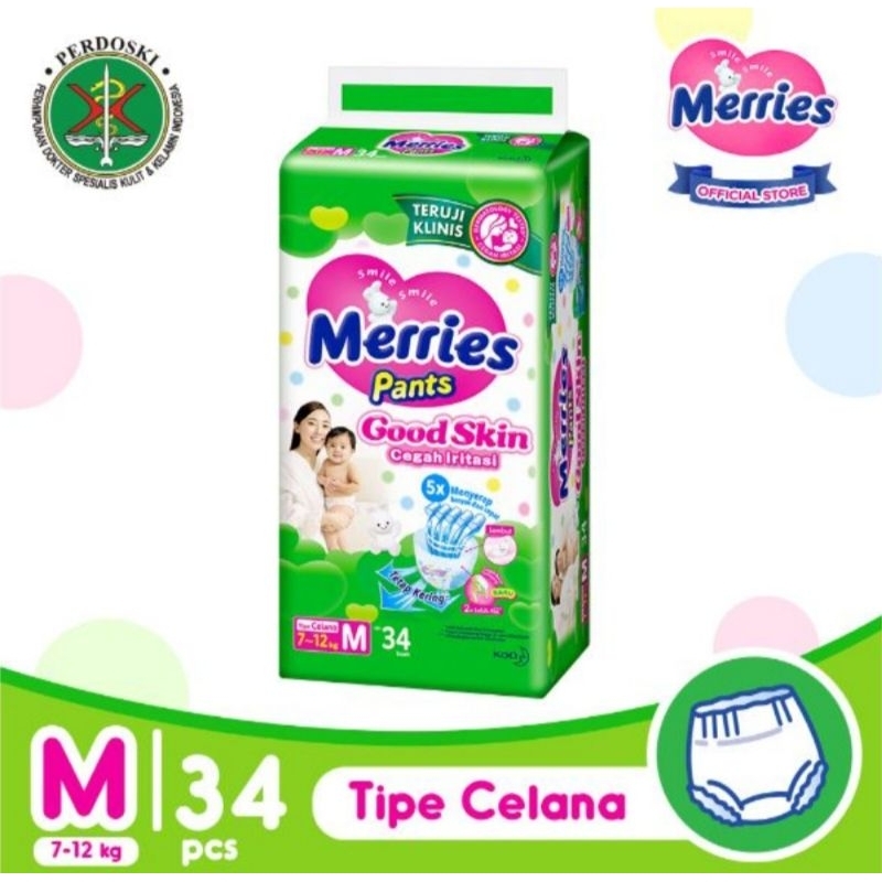 Merries Pants Good Skin M 34 L 30 XL 26 Baby Diapers Pants | Shopee ...